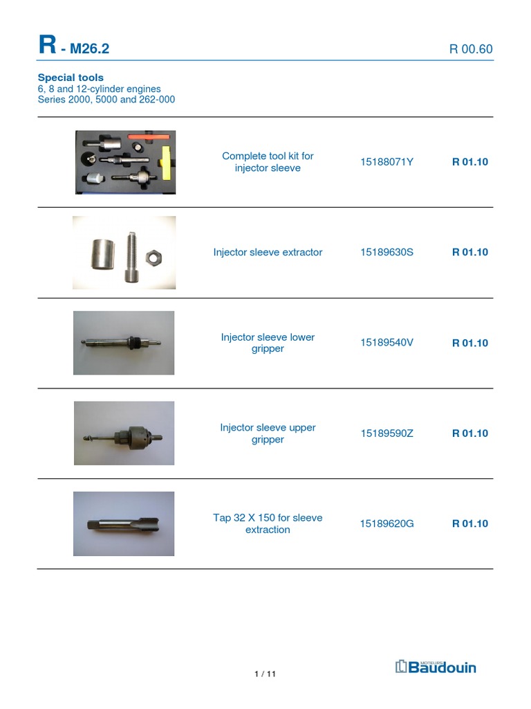 M26.2 Special Tools | PDF | Piston | Cylinder (Engine)