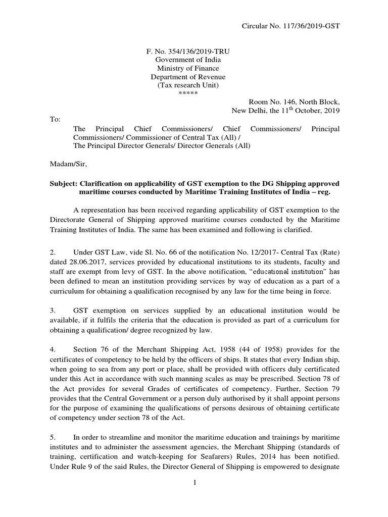 Circular CGST 117 | PDF | Government | Government Finances