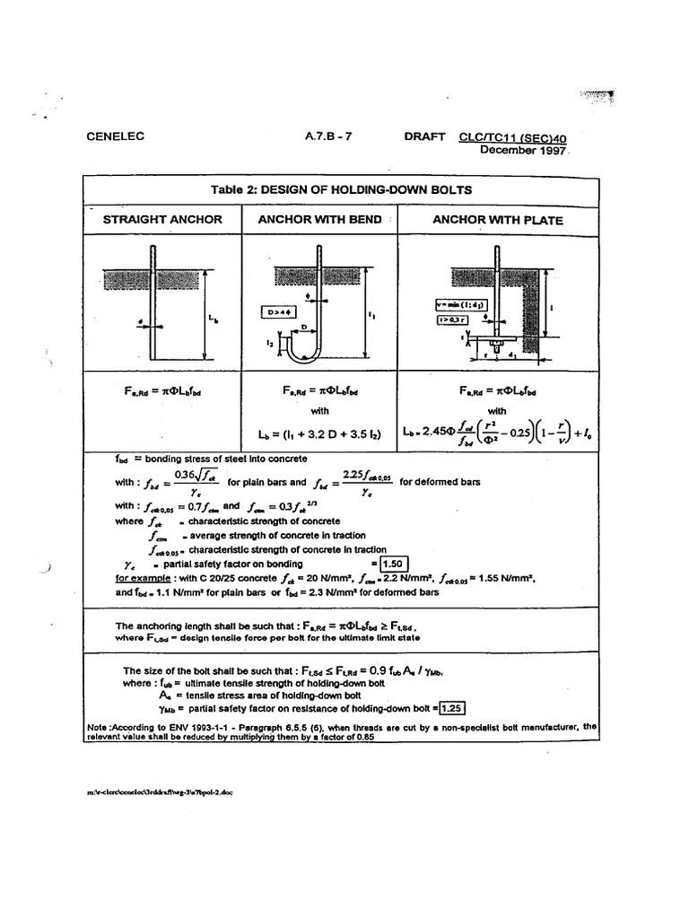 Design of Holding Down Bolts | PDF