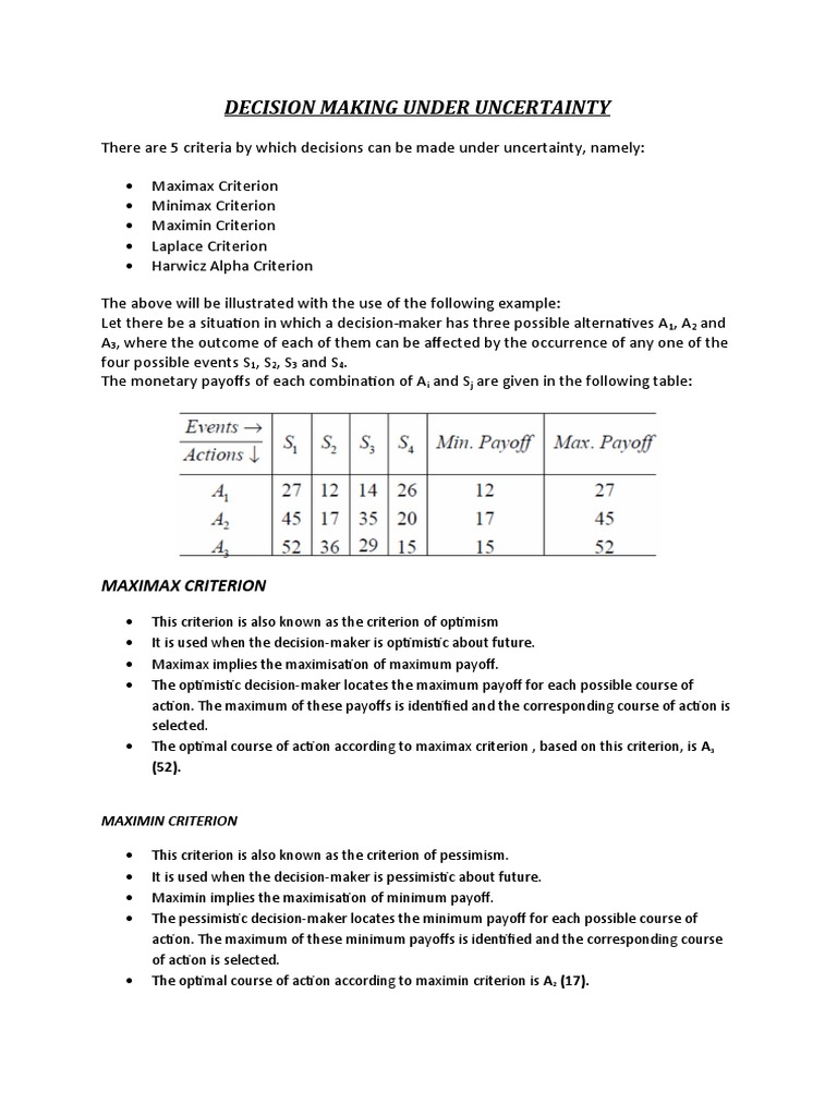 Decision Theory | PDF | Decision Making | Mathematical And Quantitative ...