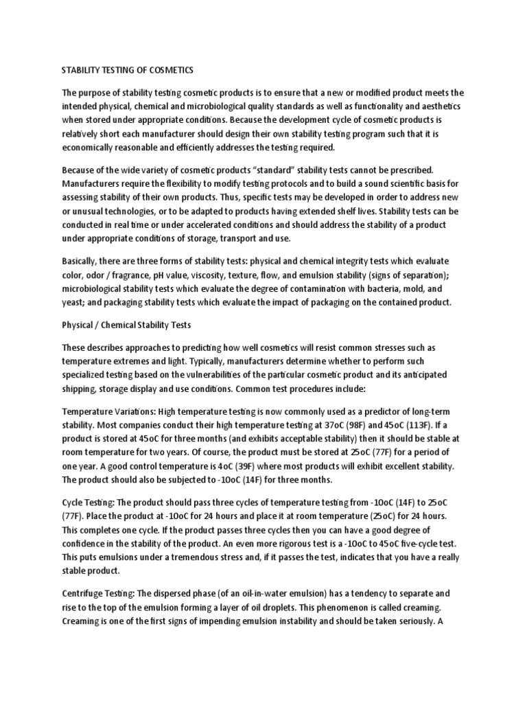 Stability Testing of Cosmetics | PDF | Chemistry