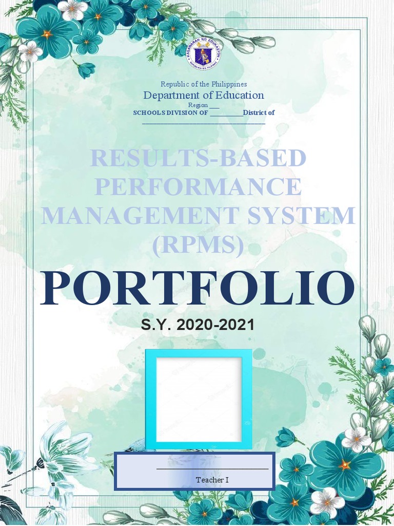 Results-Based Performance Management System (RPMS) Portfolio for School Year 2020-2021 ...