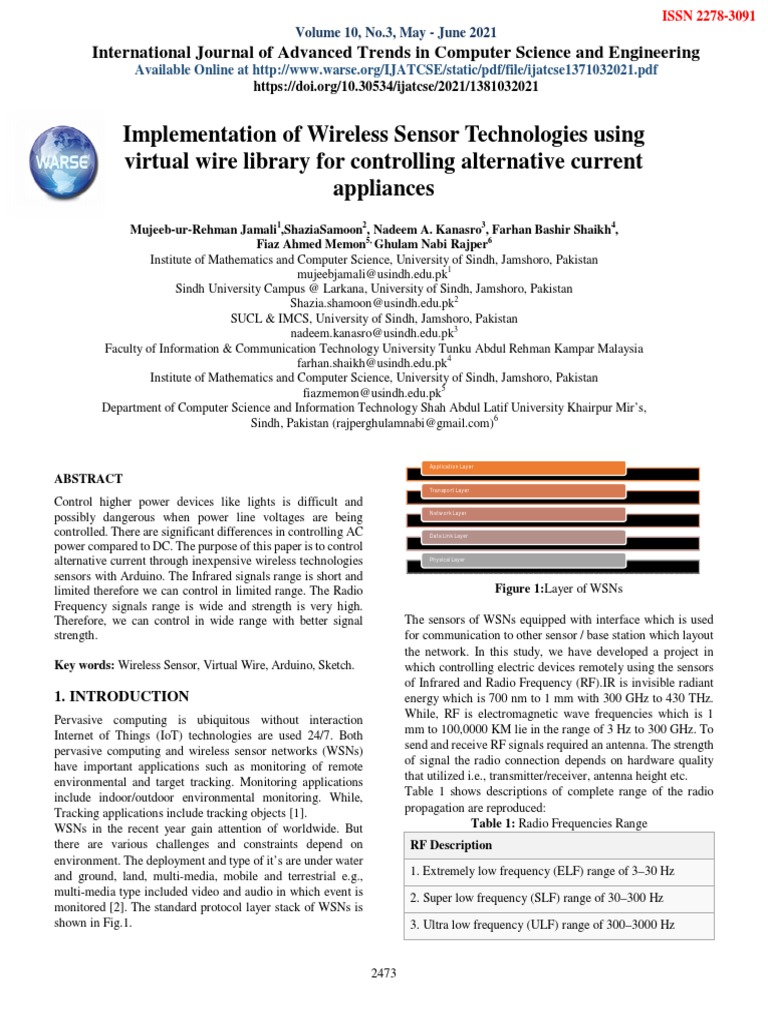 Implementation of Wireless Sensor Technologies Using Virtual Wire ...