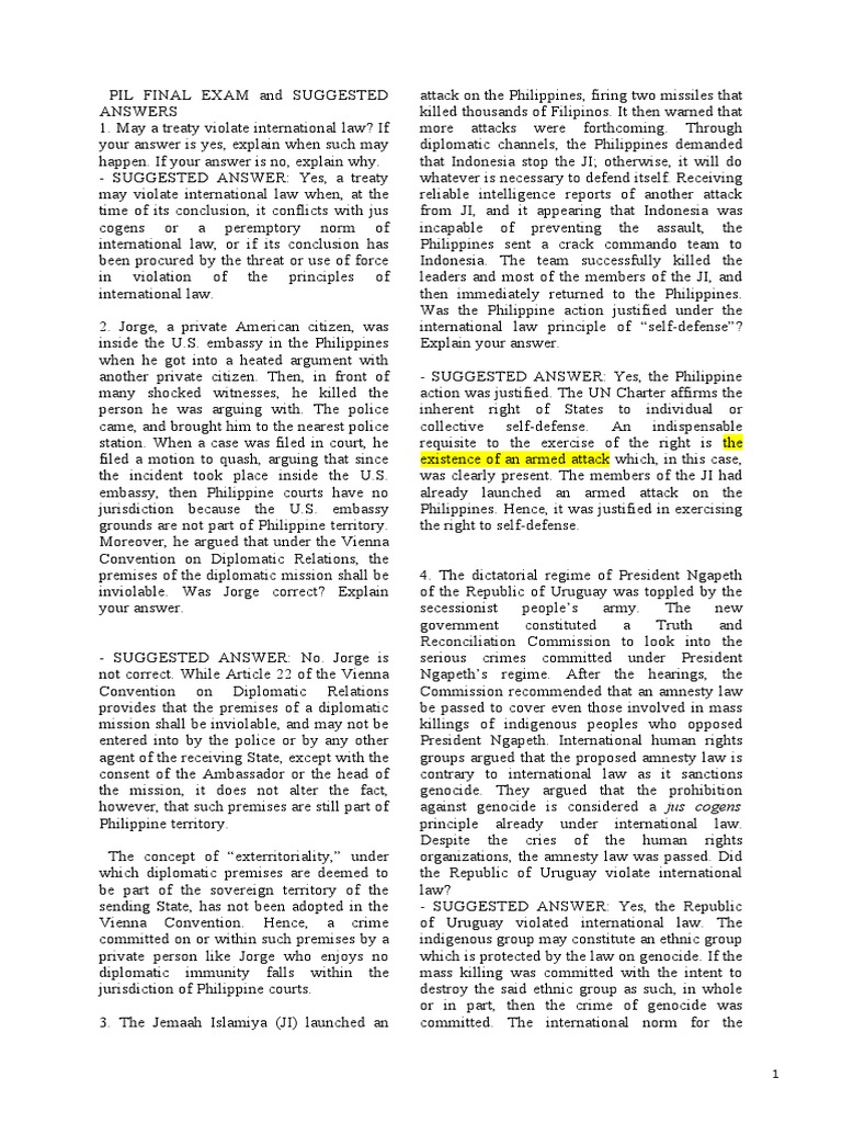 Pil Reviewer | PDF | Holy See | International Law