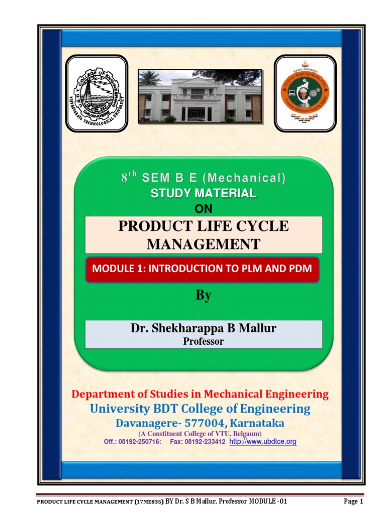 PLCM Module 1 Dr. S B Malur | PDF | Product Lifecycle | Computer Aided ...