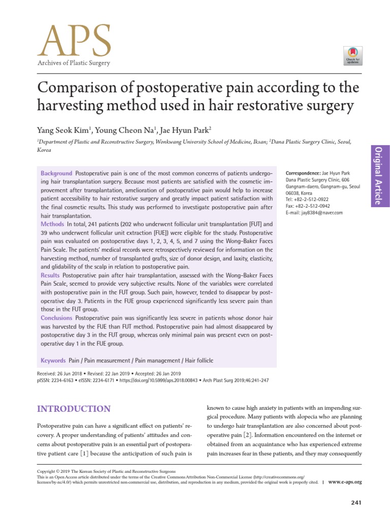Comparison of Postoperative Pain According To The | PDF | Surgery ...