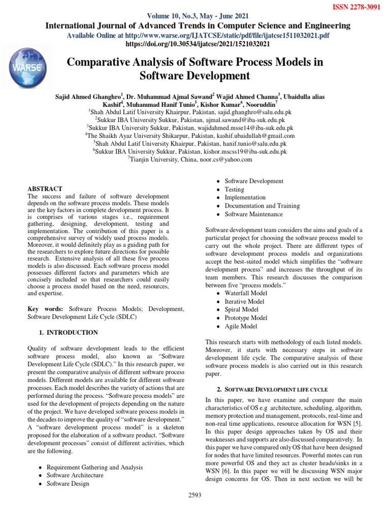 Comparative Analysis of Software Process Models in Software Development ...