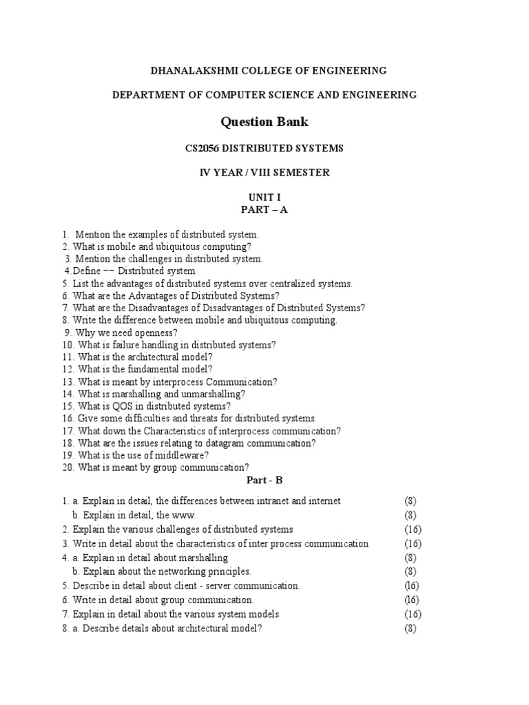 Distributed System - Question Bank. | PDF | Distributed Computing | Computer Programming