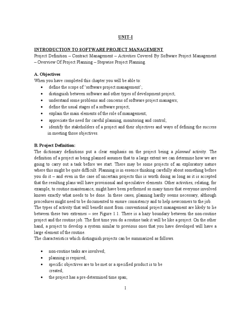 It2403 - SPM Unit Notes | PDF | Cost–Benefit Analysis | Project Management