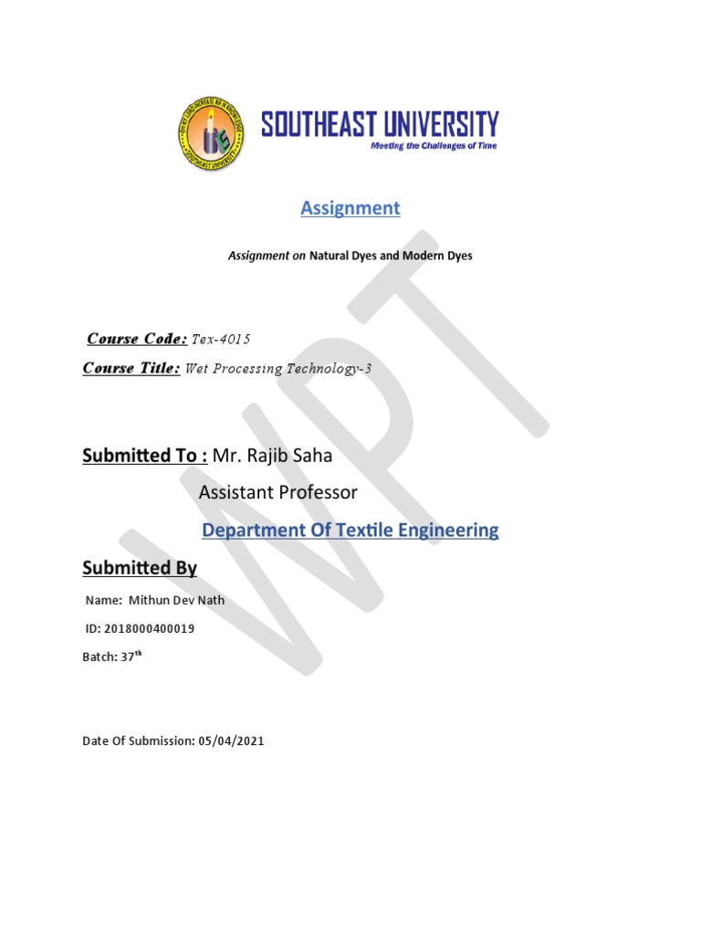 LAB REPORT Cover Page Format | PDF | Dye | Turmeric