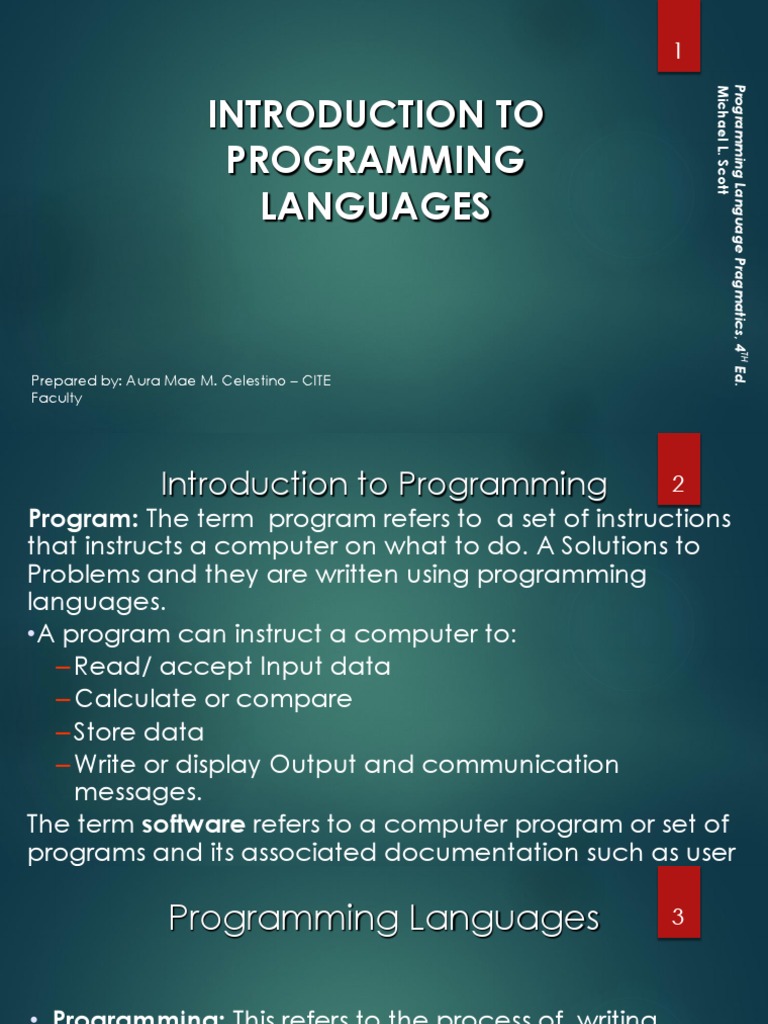 Introduction To Programming Languages: Prepared By: Aura Mae M ...