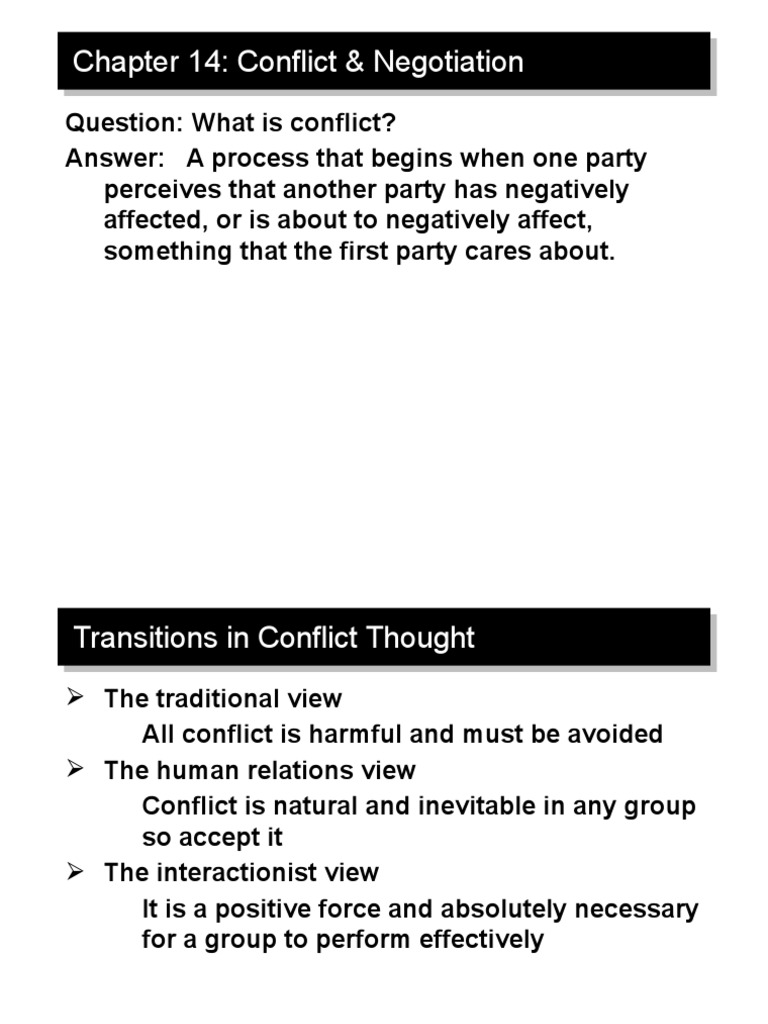 Chapter 14: Conflict & Negotiation | Download Free PDF | Negotiation | Bargaining