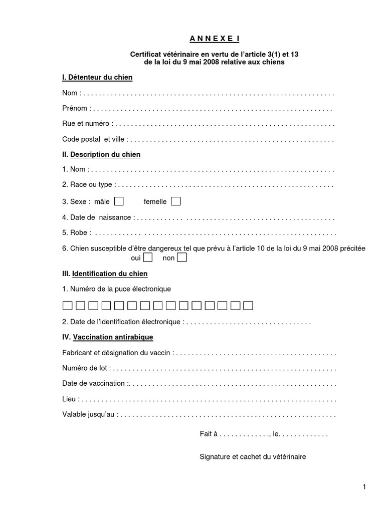 Certificat Veterinaire | PDF
