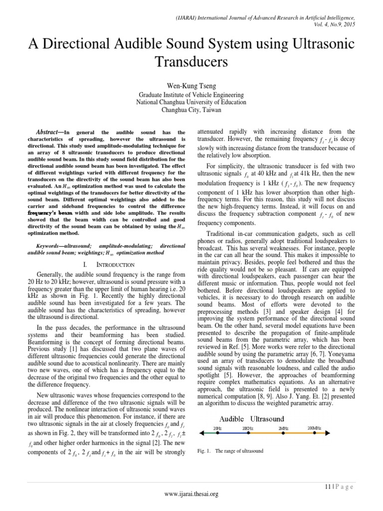 A Directional Audible Sound System Using Ultrasonic Transducers | PDF ...