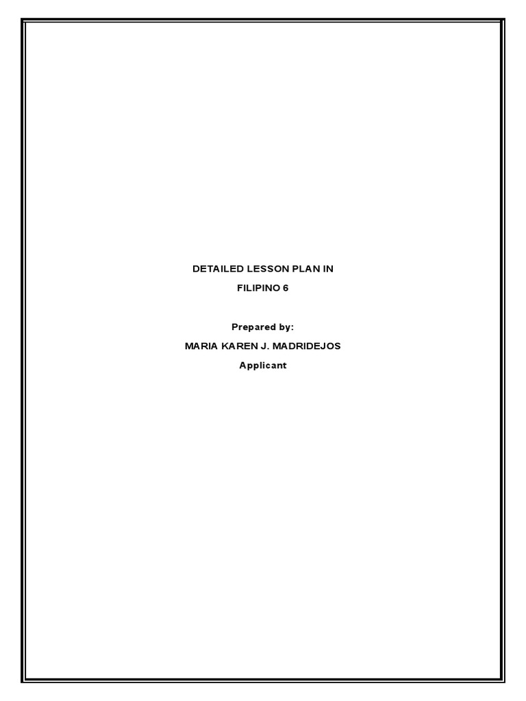 Detailed Lesson Plan in Filipino 6 | PDF