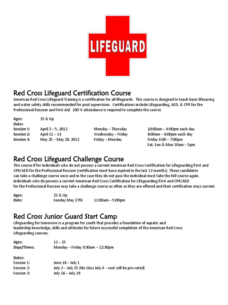 2012 Red Cross Lifeguard Courses | PDF | Justice | Crime & Violence
