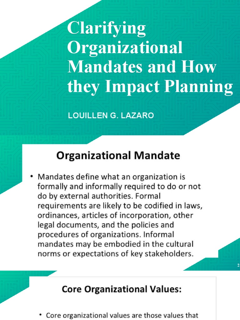Clarifying Organizational Mandates and How They Impact Planning | PDF ...