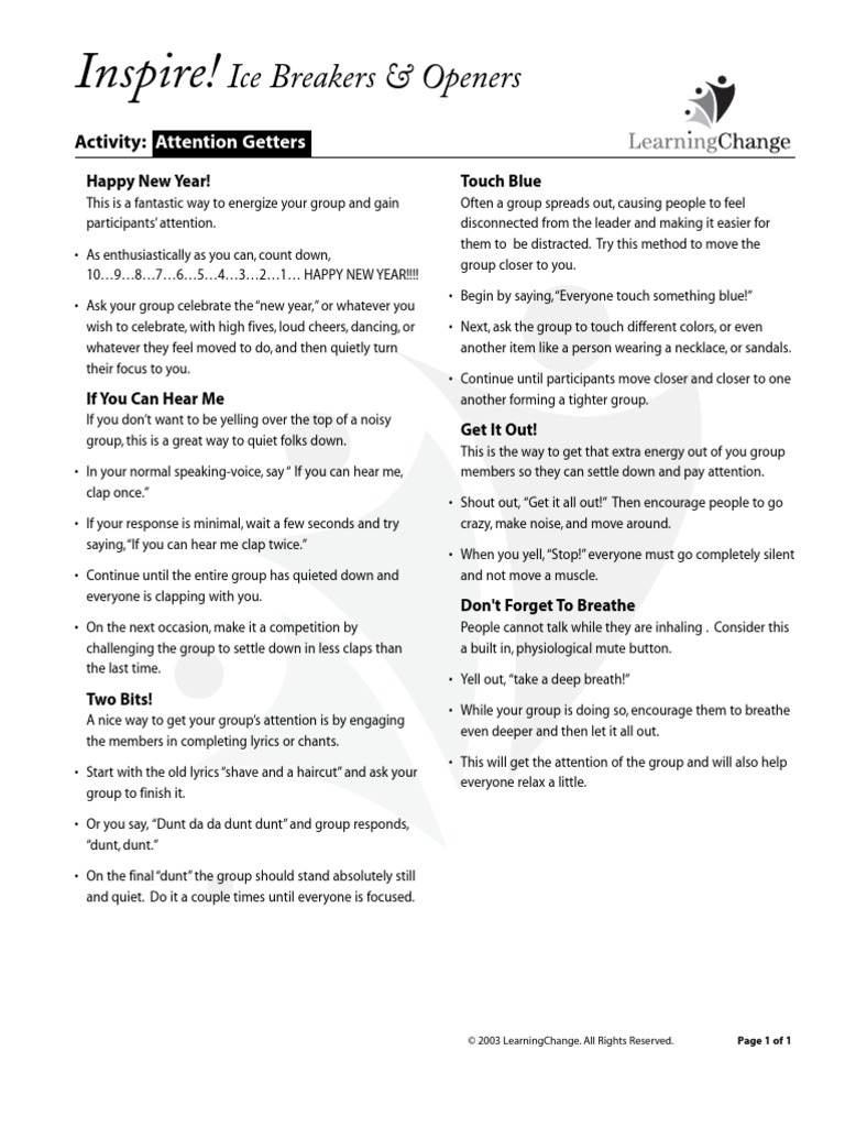 Ice Breakers and Openers | PDF | Laughter | Color