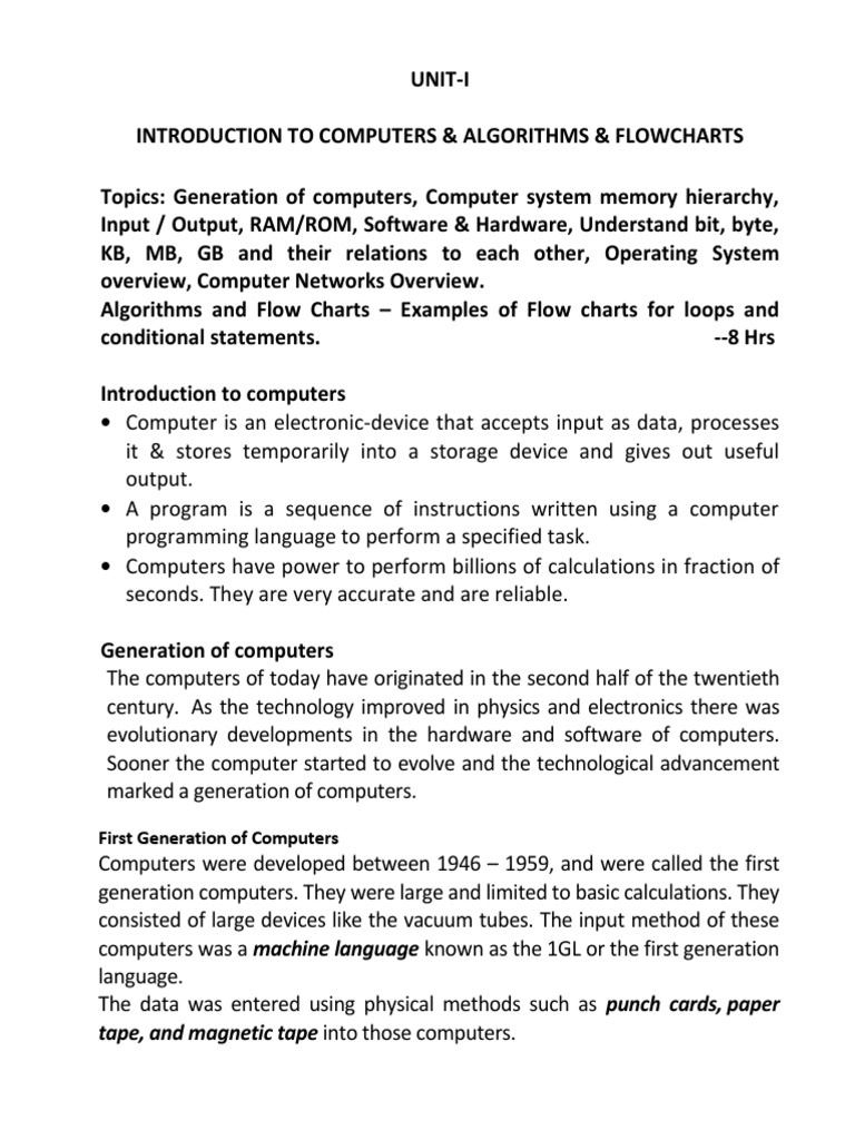TCS Notes Unit 1 | PDF | Computer Data Storage | Operating System