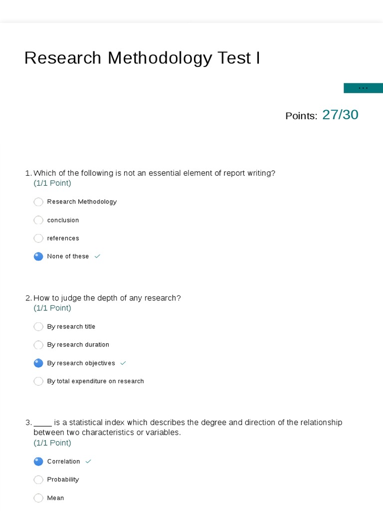 Research Methodology Test I | PDF