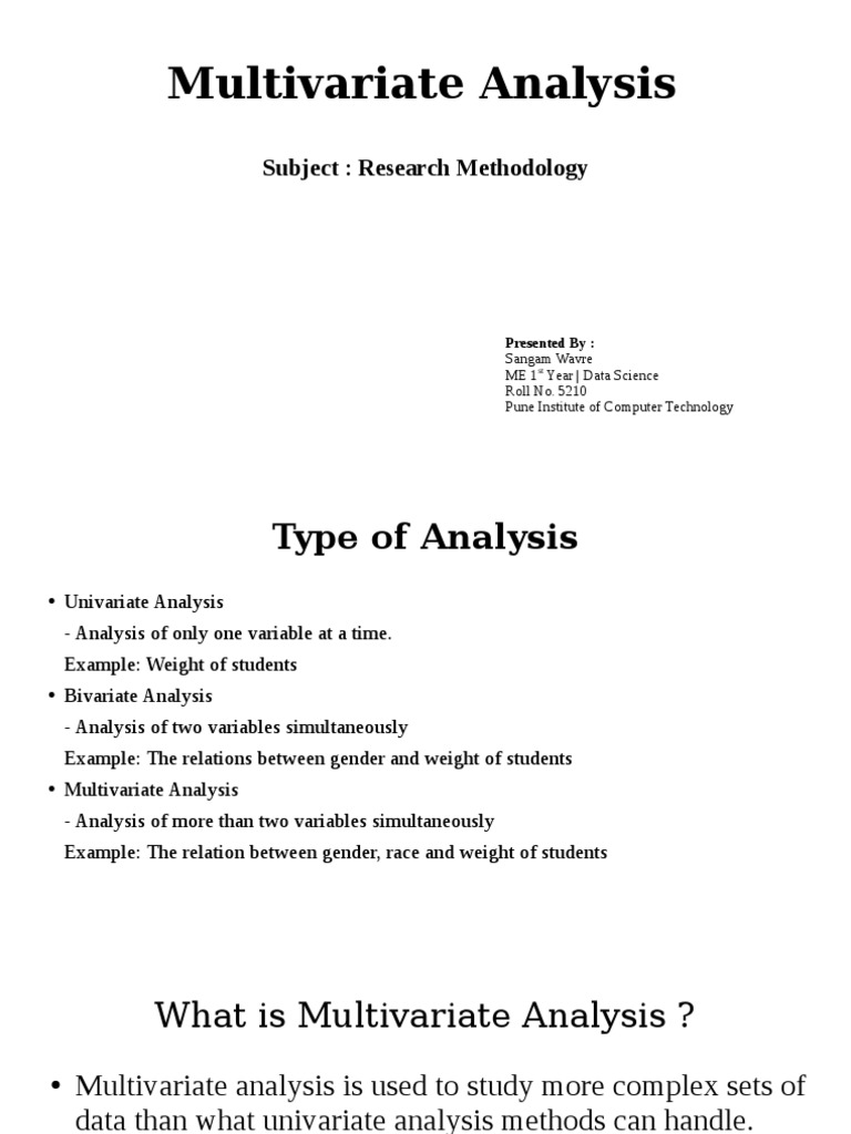 Multivariate Analysis: Subject: Research Methodology | PDF ...