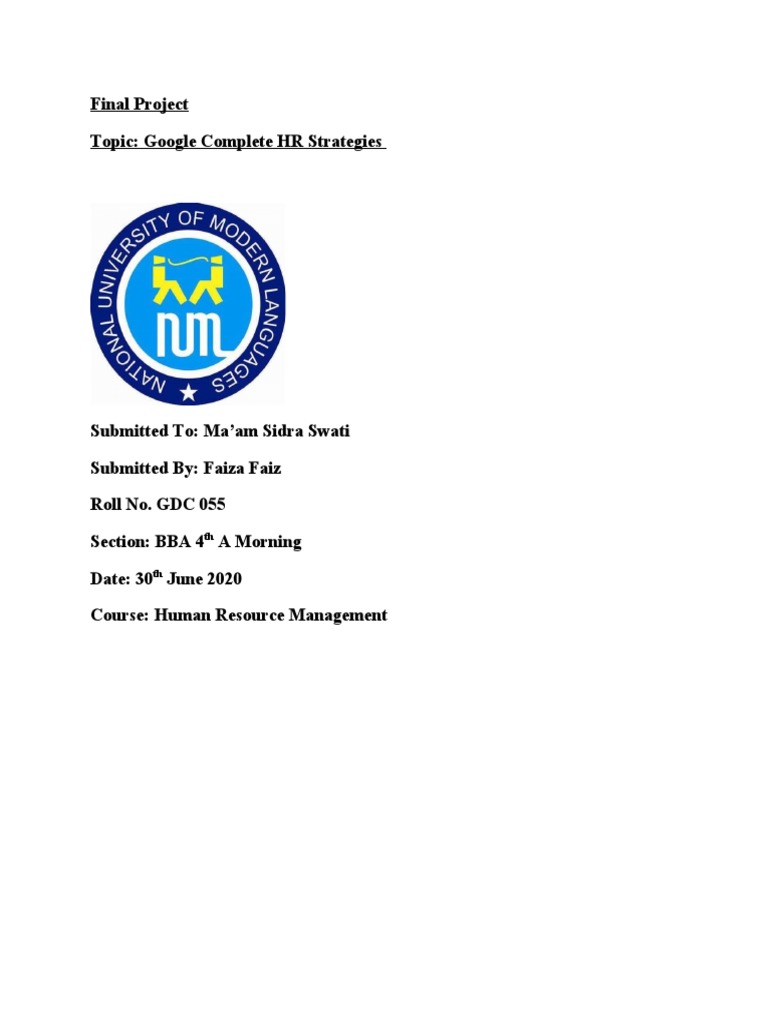 Final Project Topic: Google Complete HR Strategies | PDF | Human ...