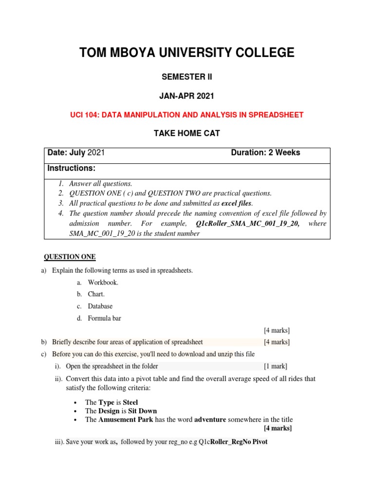 Tom Mboya University College: Semester Ii JAN-APR 2021 | PDF ...