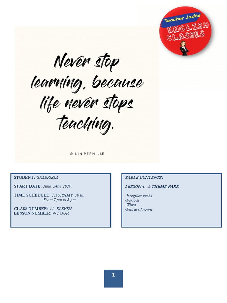Aula 11 - Lesson 4 - A Theme Park | PDF