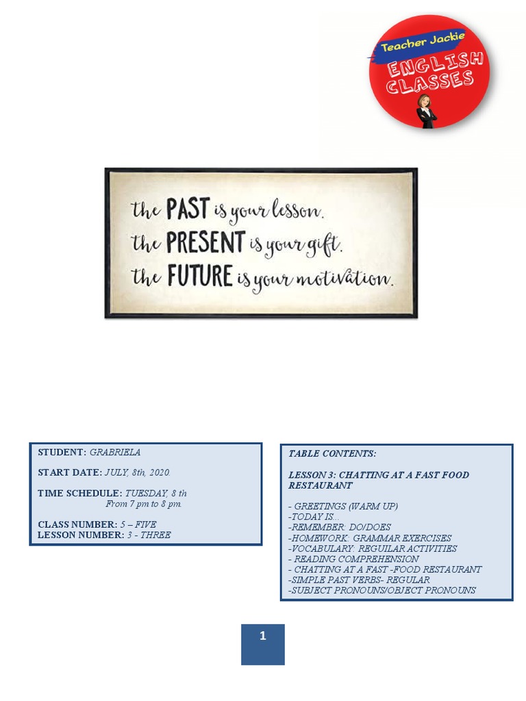 Aulas 5 e 6 - Lesson 3 - Chatting at A Fast-Food Restaurant | PDF ...