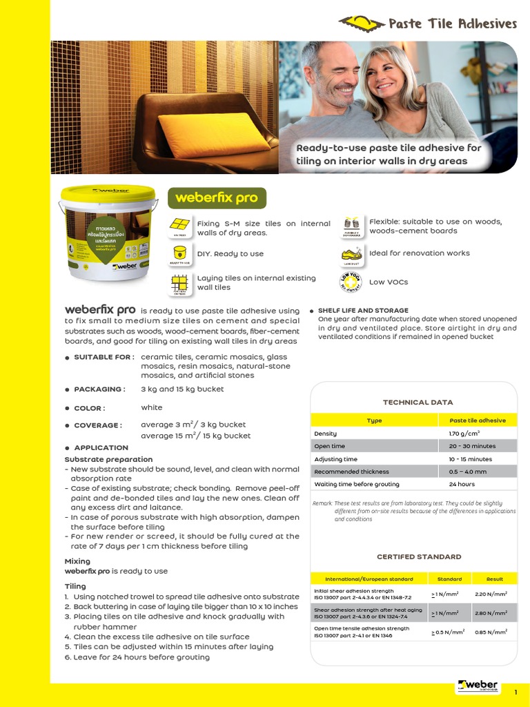 Weberfix Pro ENG | PDF | Adhesive | Tile