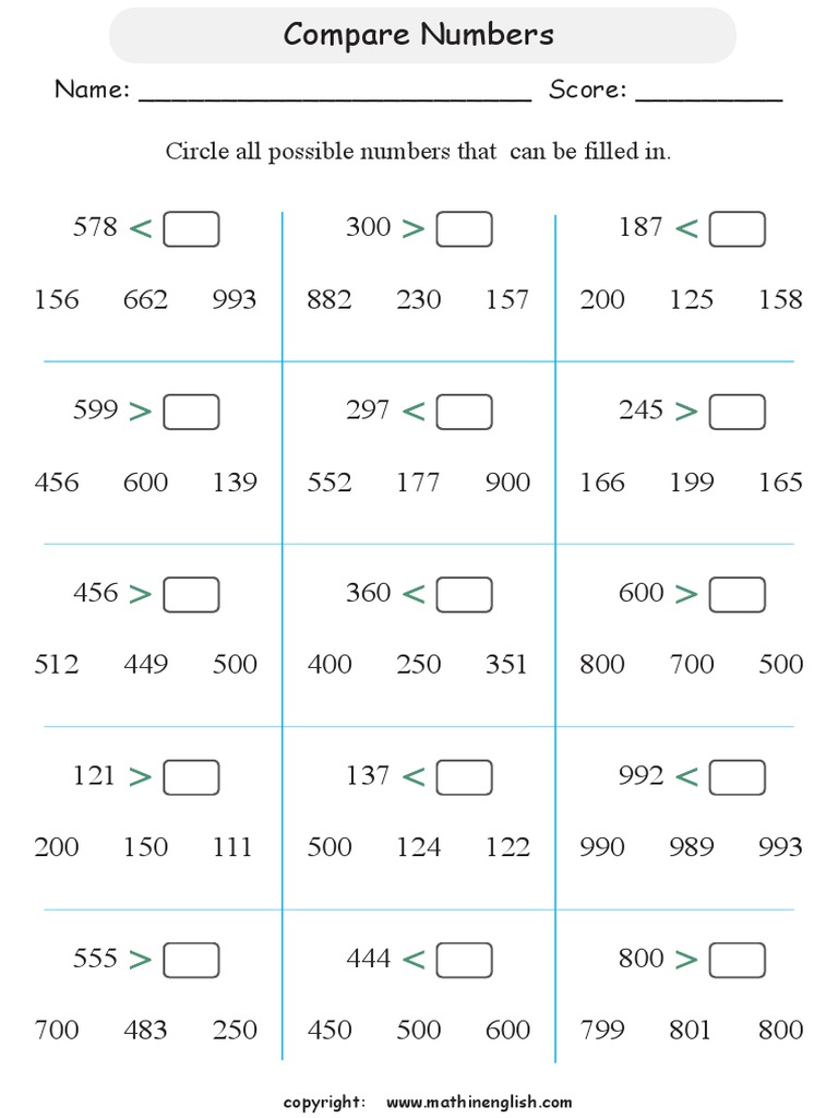 Order and Compare Number | PDF