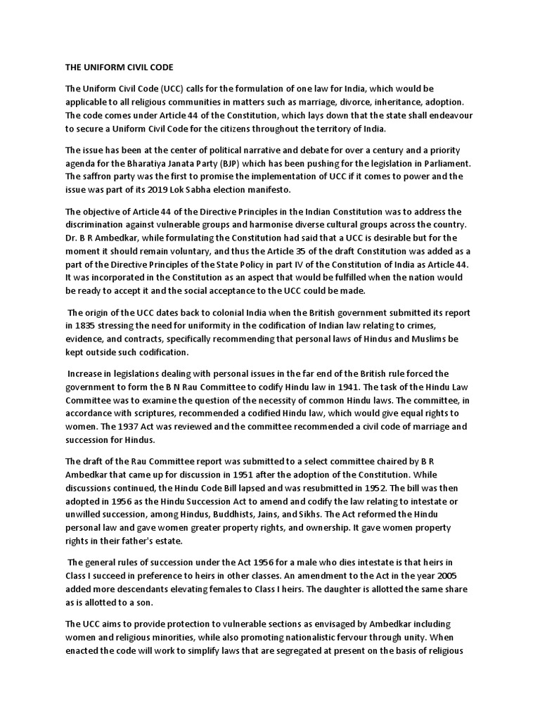 The Uniform Civil Code | PDF | Crime & Violence | Justice