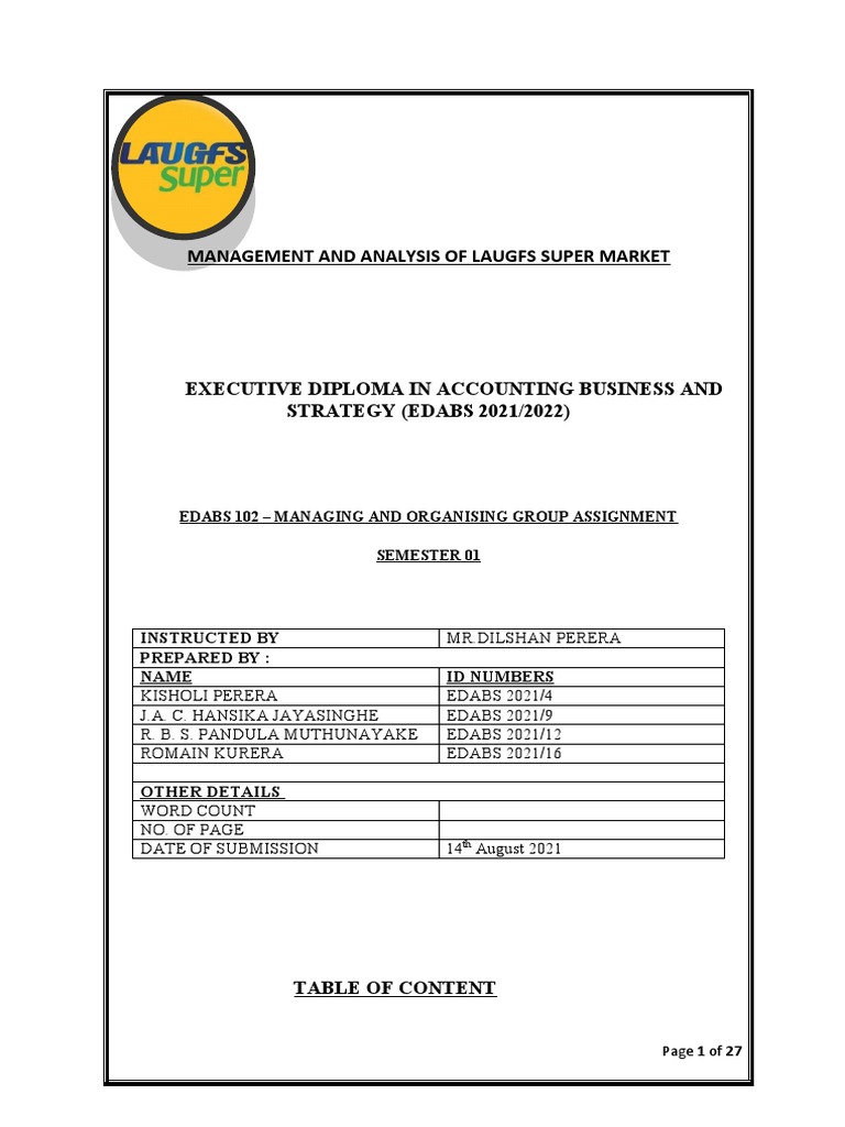 Draft MGT Assignment | PDF | Retail | Supermarket