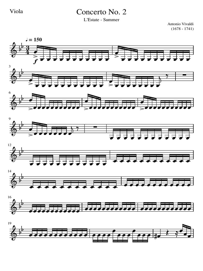 Summer Viola Part Presto | PDF | Concerto | Classical Music