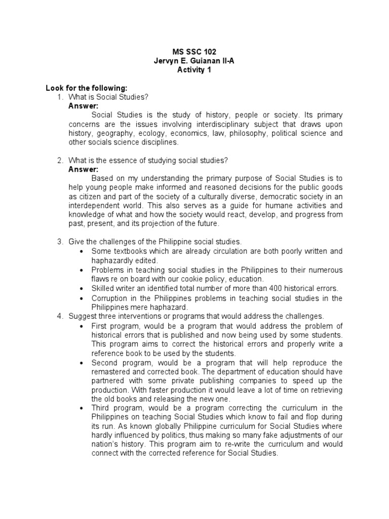 MS SSC 102 - Act 1 | PDF | Academia | Science