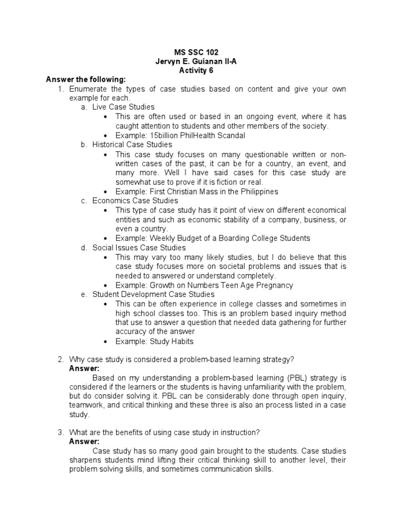 Ms SSC 102 Jervyn E. Guianan II-A Activity 6 Answer The Following | PDF ...