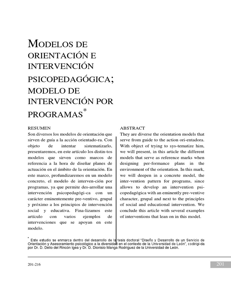Modelos de Intervención Psicopedagógica | PDF | Evaluación | Diseño
