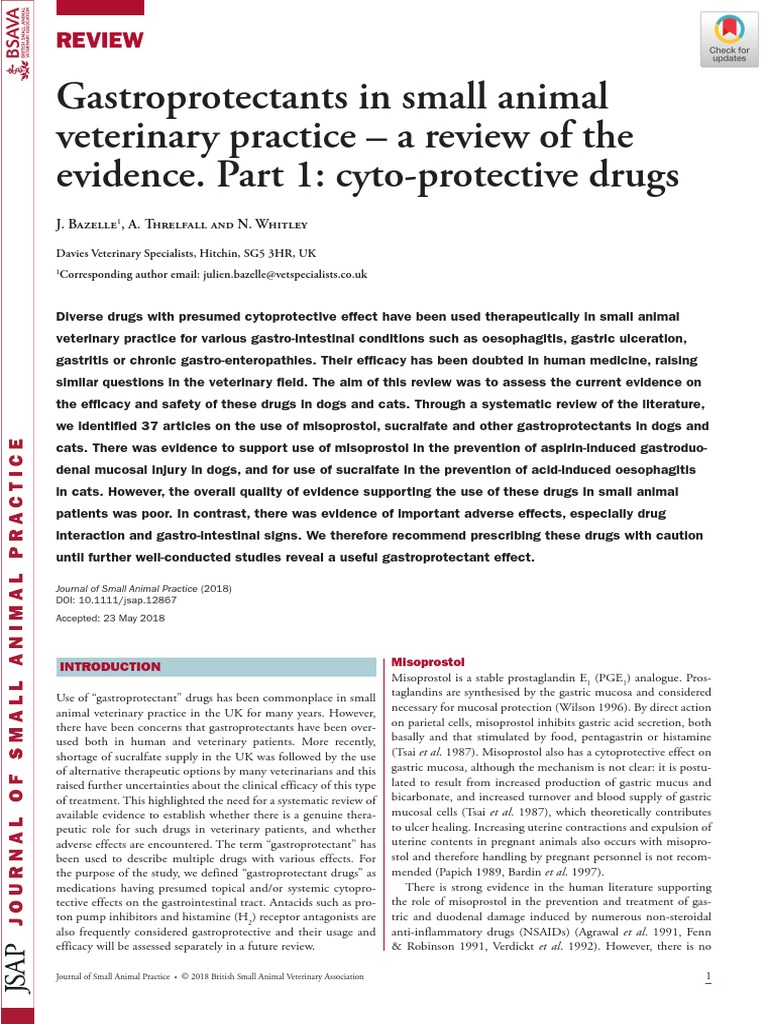 Gastroprotectants in Small Animal Veterinary Practice - A Review of The ...