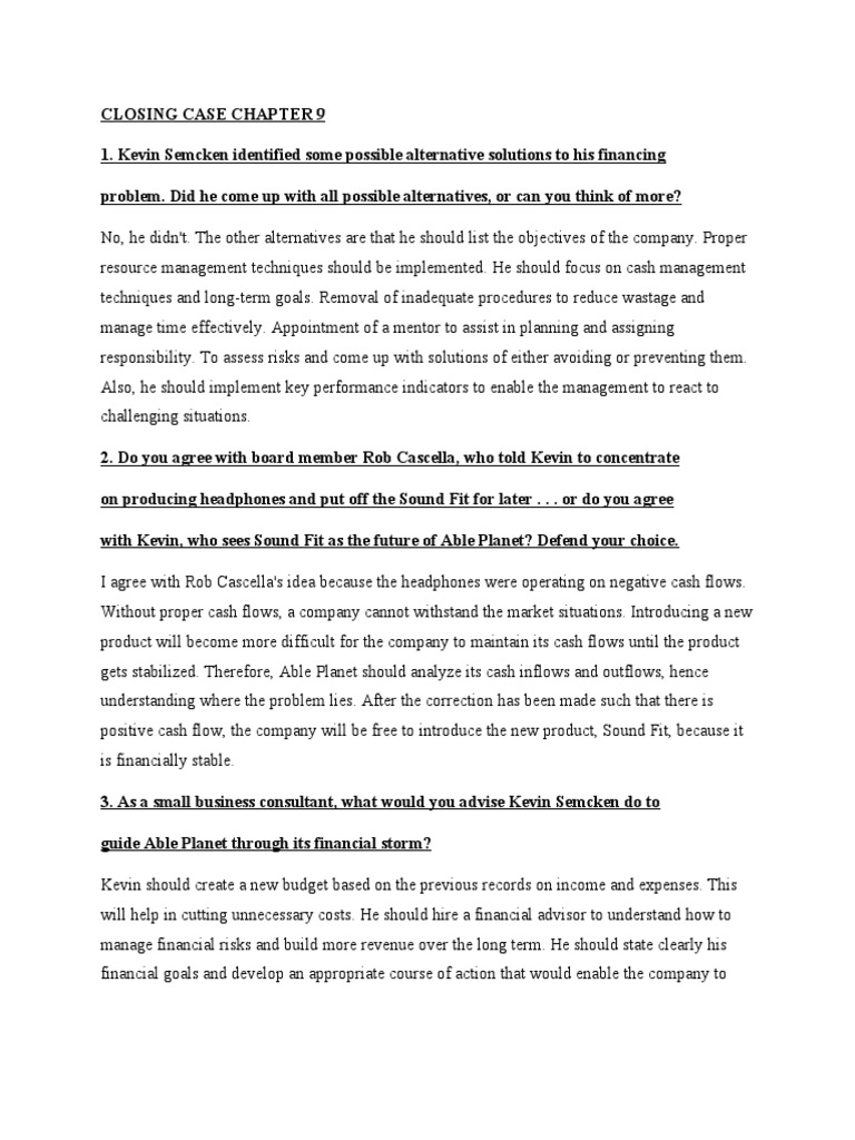 Closing Case Chapter 9 | PDF