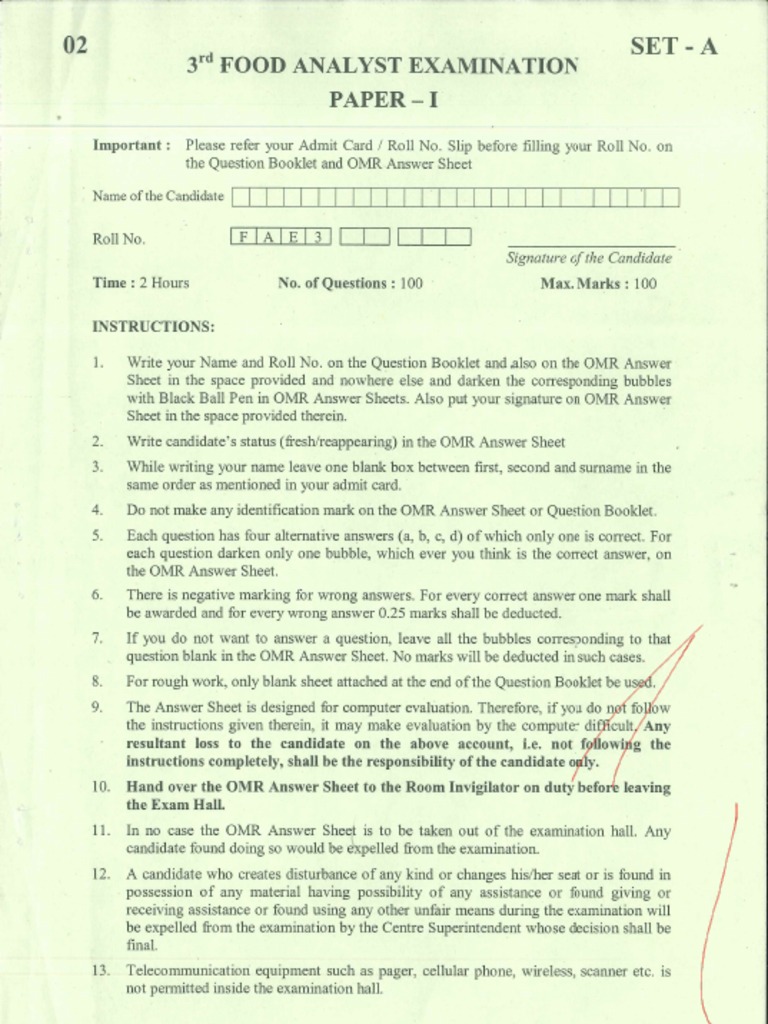 FAE Exam Paper 1pdf | PDF