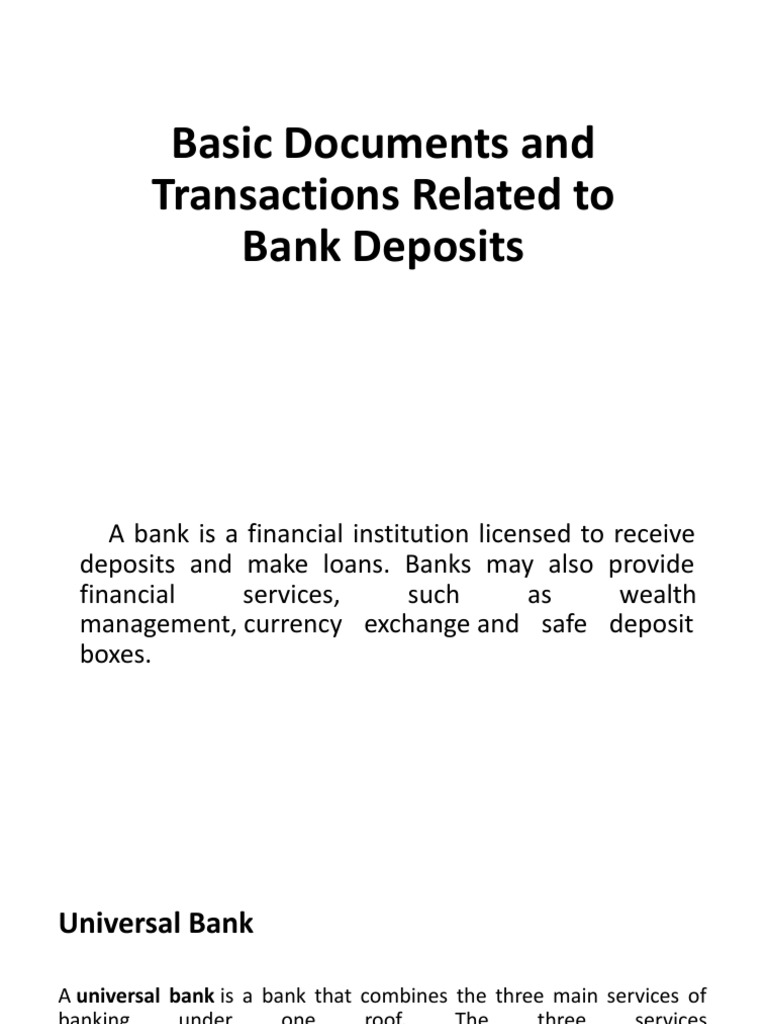 Banks Other Bank Transactions | PDF | Cheque | Deposit Account