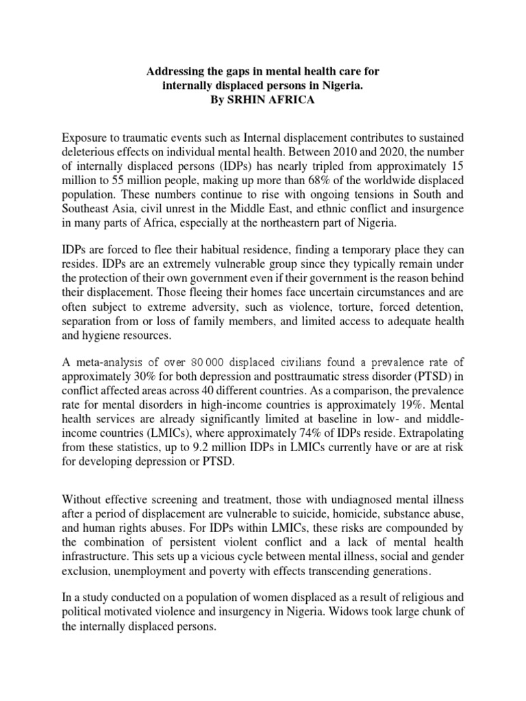 Mental Health Care for Nigerian IDPs | PDF | Mental Health ...