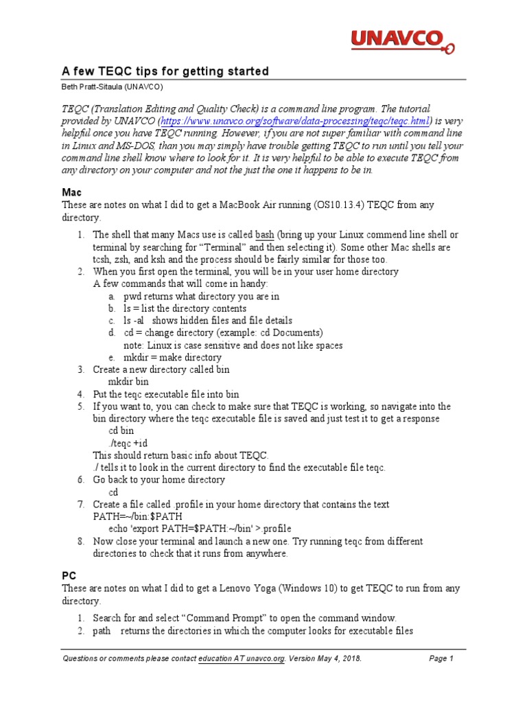 A Few TEQC Tips For Getting Started: Beth Pratt-Sitaula (UNAVCO) | PDF ...