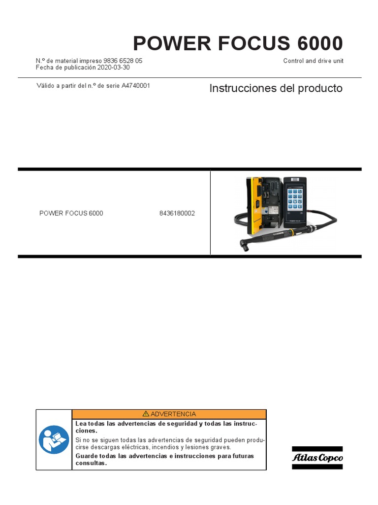 PowerFocus 6000 Instrucciones Del Producto | PDF | Perforar | Tornillo