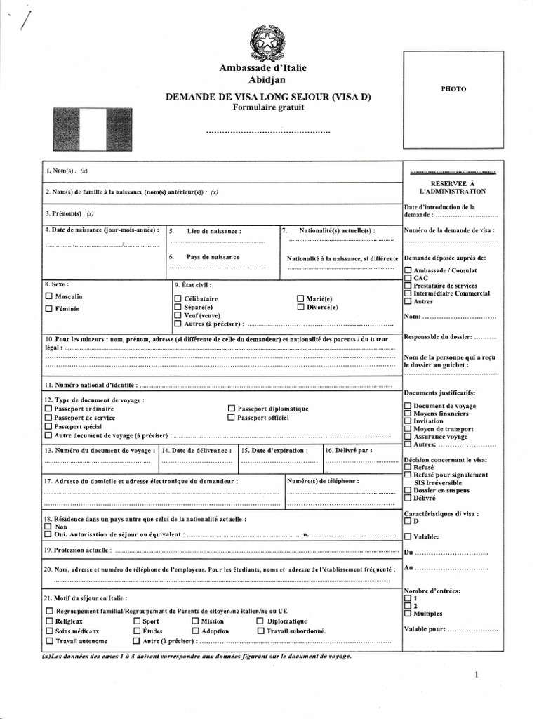 Long Stay Visa Form | PDF | Visa (Document) | Diplomatie