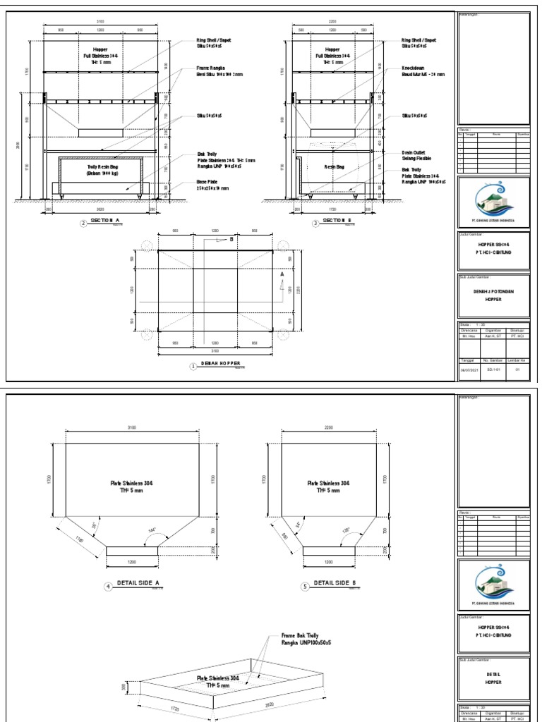 Hopper SS-304 Design Drawings | PDF