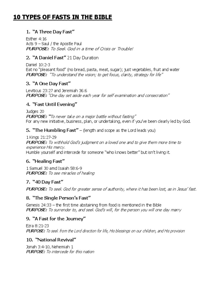 10 Types of Fasts in The Bible | PDF