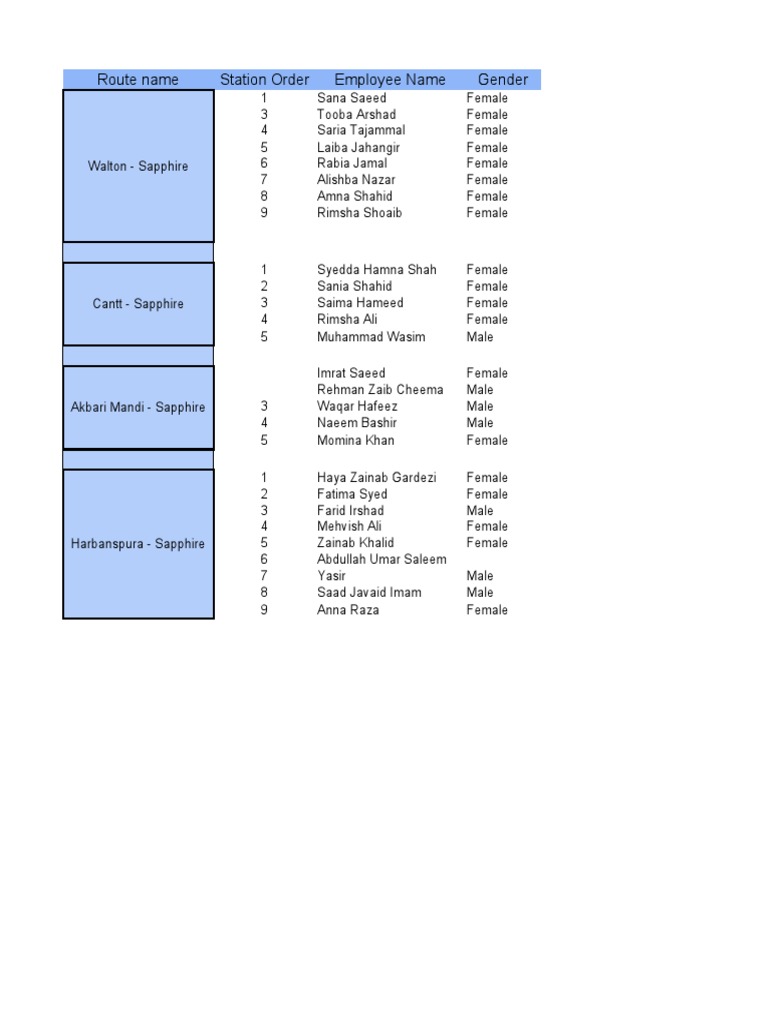 Employee Route Plan (Ammended) | PDF