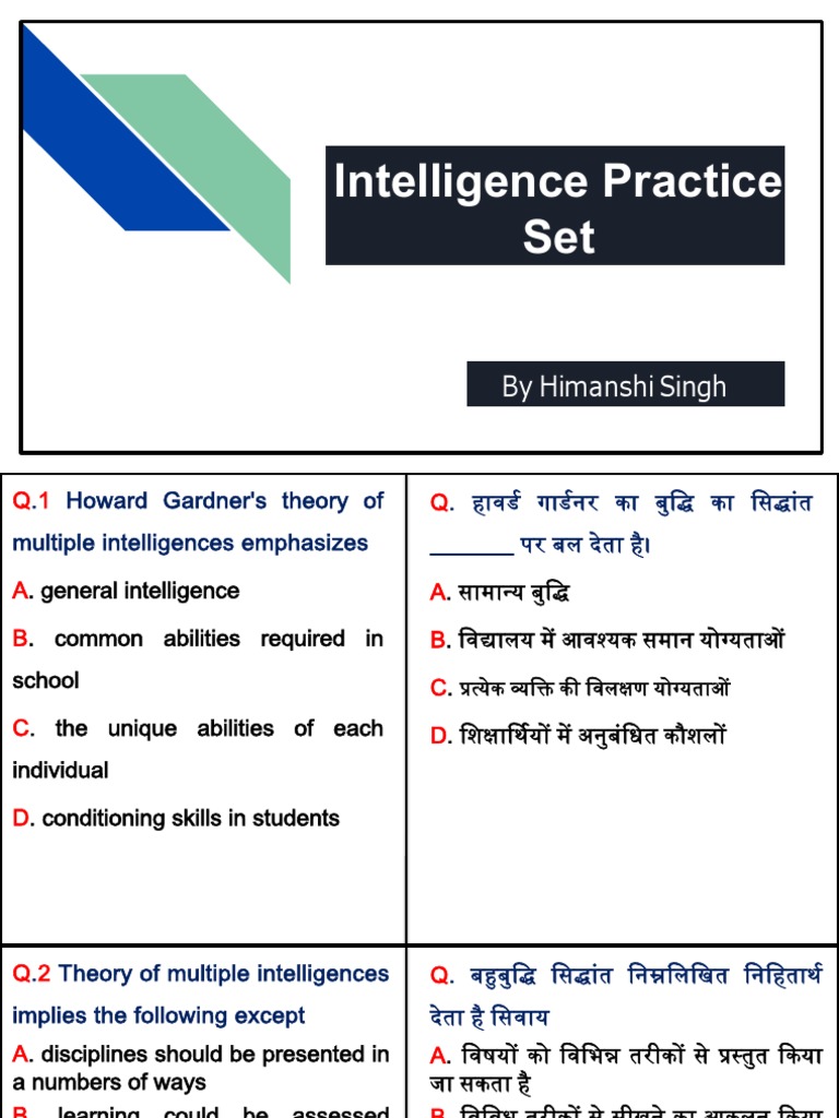 Intelligence Practice Set: by Himanshi Singh | PDF | Intelligence ...