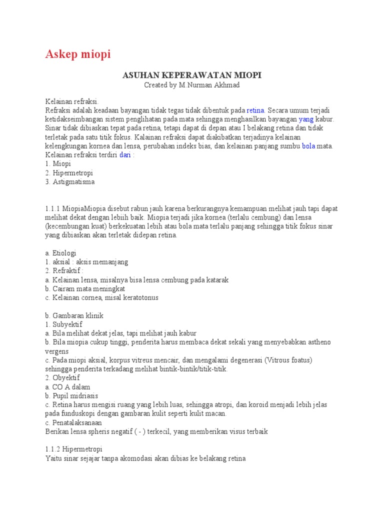 Askep Miopi | PDF
